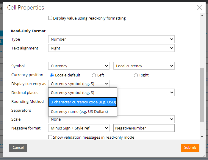 Decimal to comma separated currency value? | Support Center